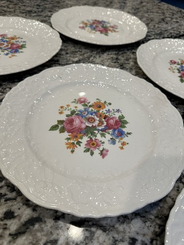 6 Vintage rose Point Dinner Plates Pope Gosser | eBay