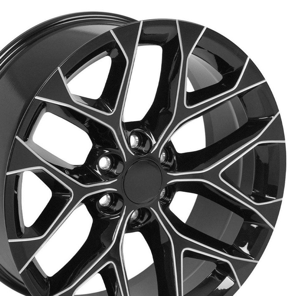CK156 Milled Black Snowflake 22 inch Wheels SET Fits Cadillac GMC Chevy ...