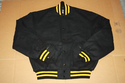 Vintage Stewart Strauss Letterman’s VARSITY JACKET BLACK YELLOW ...