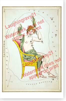 Greek Mythology Queen Cassiopeia 1825 Antique Astronomy Poster | eBay