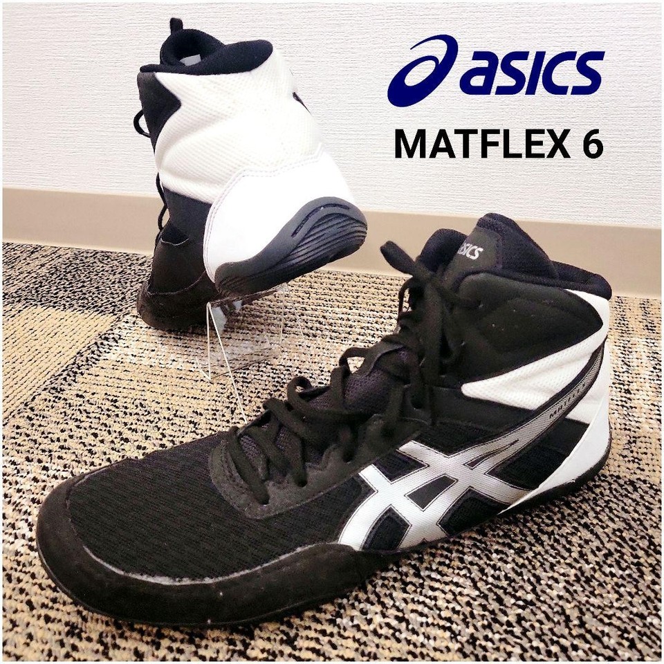 Asics Matflex 6 Wrestling Shoes Mens 12 Black Mesh White Boxing MMA ...