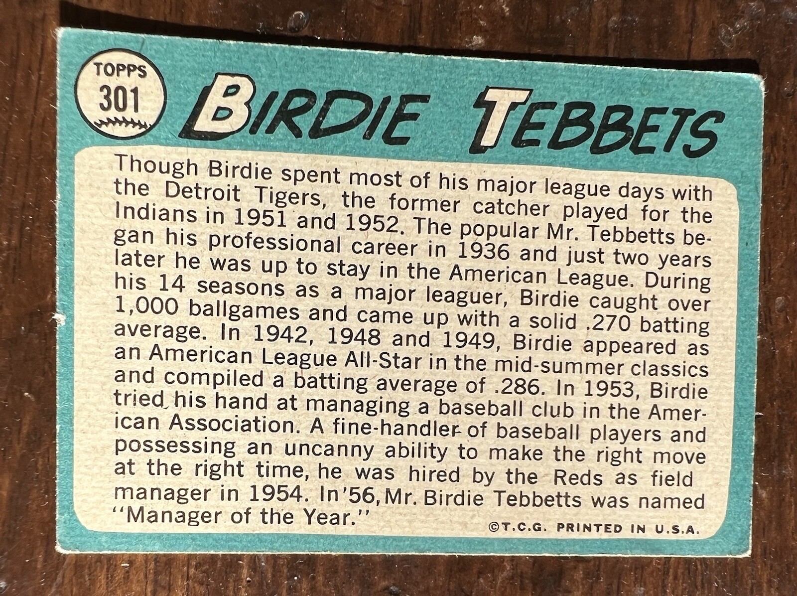 1965 Topps - #301 Birdie Tebbetts for sale online | eBay
