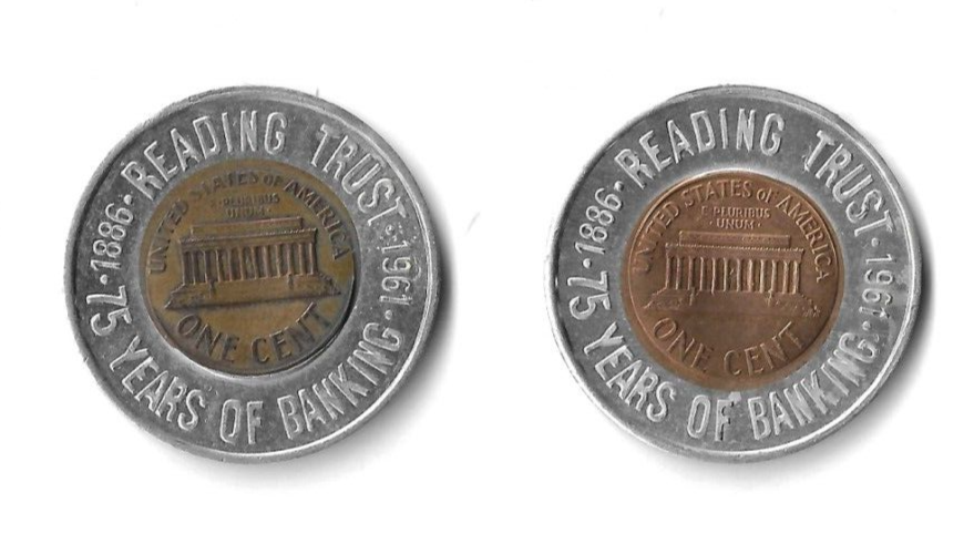 1961-D Reading Trust Bank Good Luck Encased Penny Coin - Lot of 2 | eBay