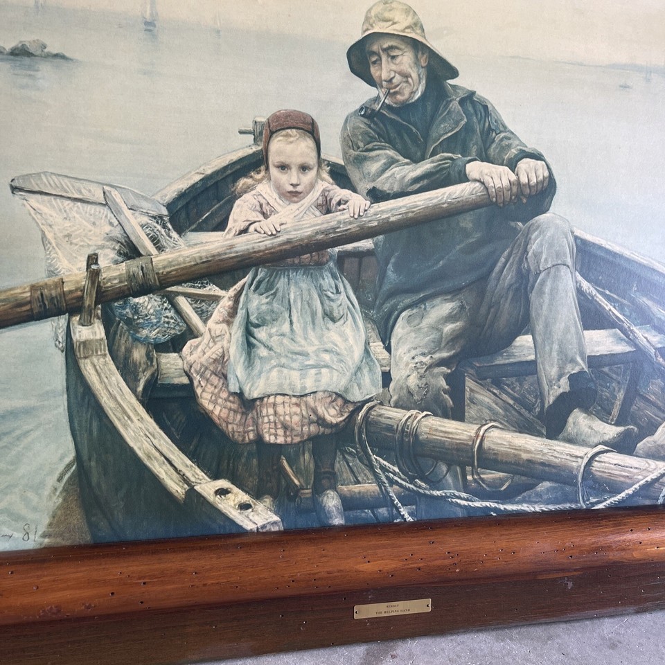 Emile Renouf French artist "The Helping Hand" signed framed 1881 print ...