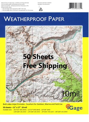 50 Sheets iGage 10 Mil 11" X 17" Weatherproof Paper Marine and Field ...