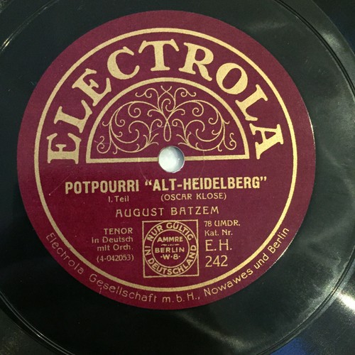 AUGUST BATZEM: Potpourri "Alt-Heidelberg" (Electrola EH 242 / 12" / NM ...
