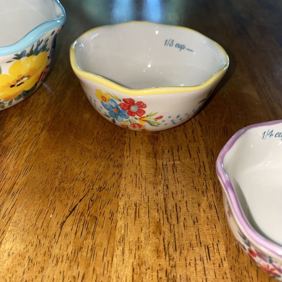 Pioneer Woman Measuring Cups Nesting Stackable Ceramic Measuring Bowls ...