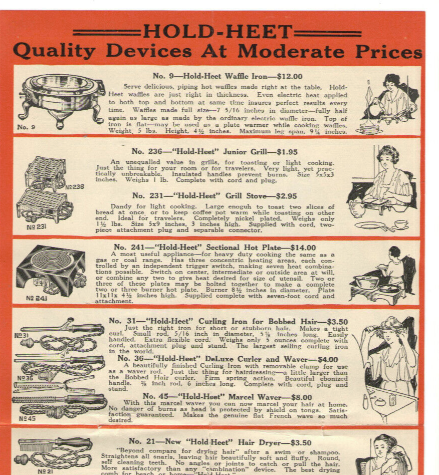 VTG 1920s HOLD-HEET SMALL APPLIANCE BROCHURE W/PRICES! TOASTER ...