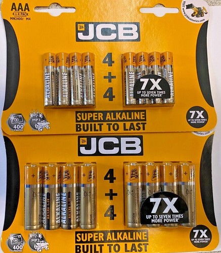 JCB AAA R03 1.5V AA R6 HP7 UM3 1.5V ALKALINE Batteries BUILT TO LAST- 8 ...