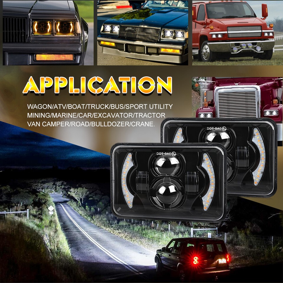 4pcs Fit Pontiac Firebird Trans AM 1977-1981 4x6" LED Headlights HI-LO ...