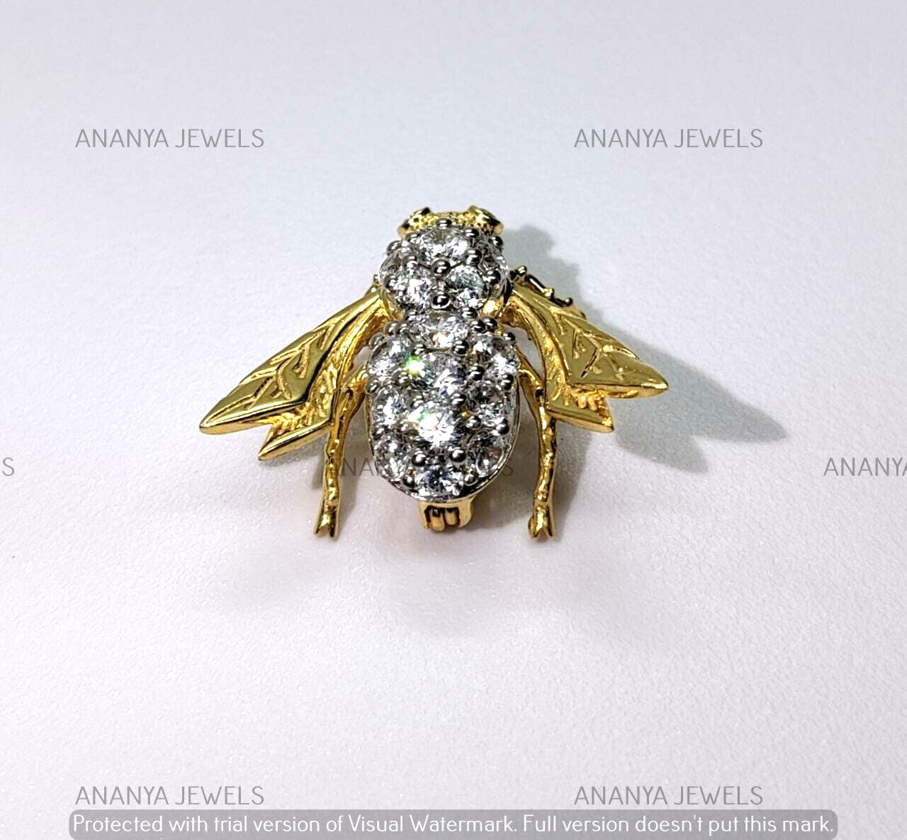 14k Yellow Gold Plated 2.00 CT Lab-Created Diamond Bee Design Women's ...