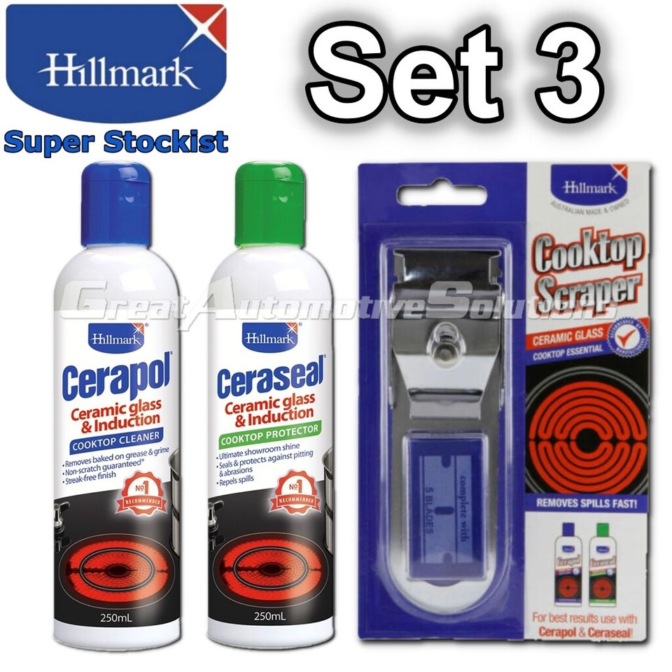 Hillmark Kit Ceramic Glass Induction Cooktop Cerapol Cleaner Scraper ...