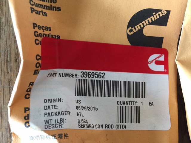 3969562 Dodge RAM Cummins 12 Valve 12v 5.9 89-02 STD Rod Bearing Set ...