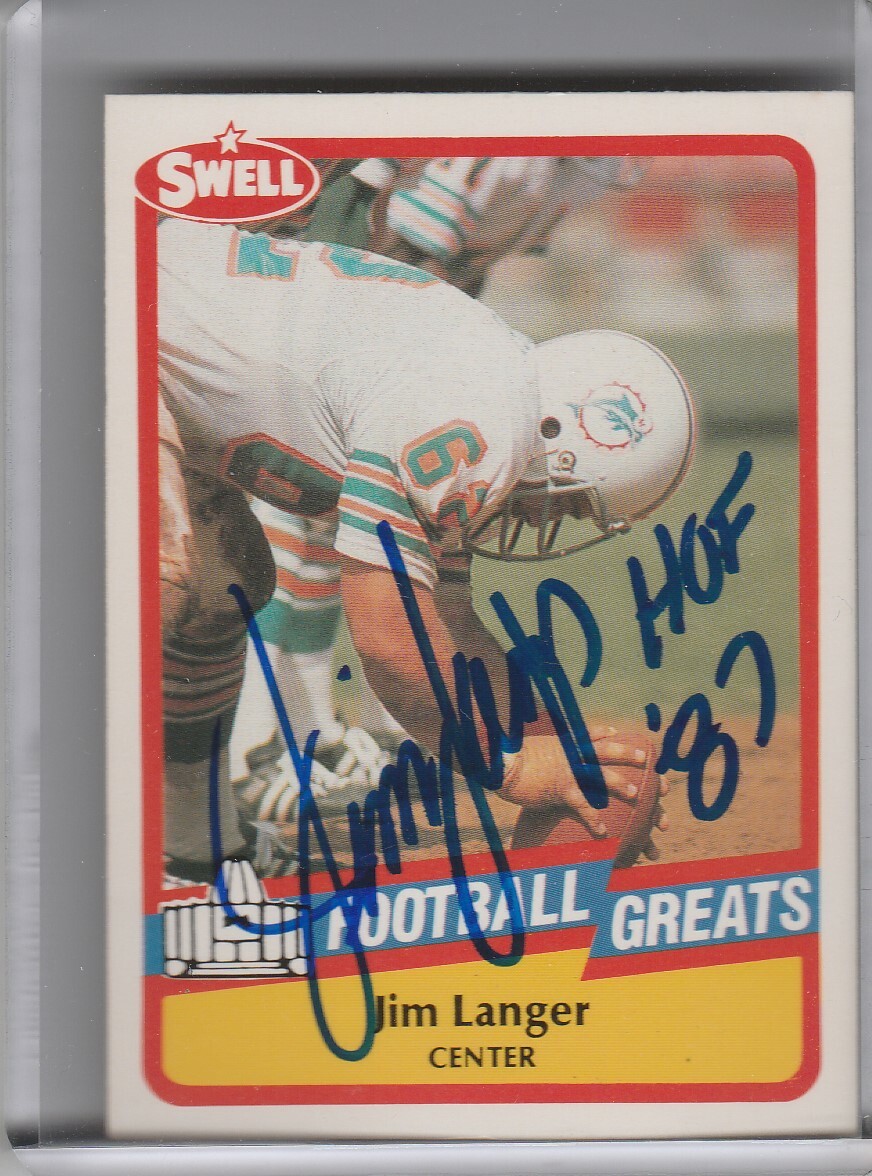 1989 SWELL #140 JIM LANGER AUTOGRAPH MIAMI DOLPHINS HOF 1279 | eBay