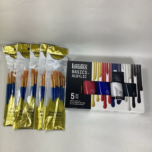 Liquitex BASICS Acrylic Paint Set 75ml Tubes 5 Colors With 5 Packs Of ...