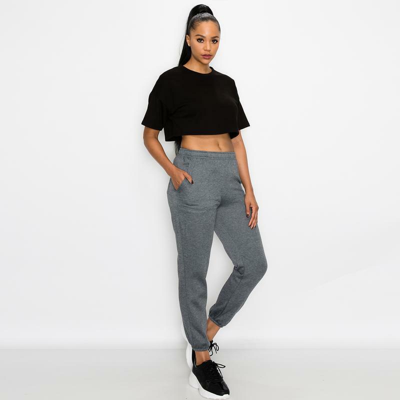 Women's Workout Lightweight Fleece Drawstring Elastic Cuff Sweatpants ...