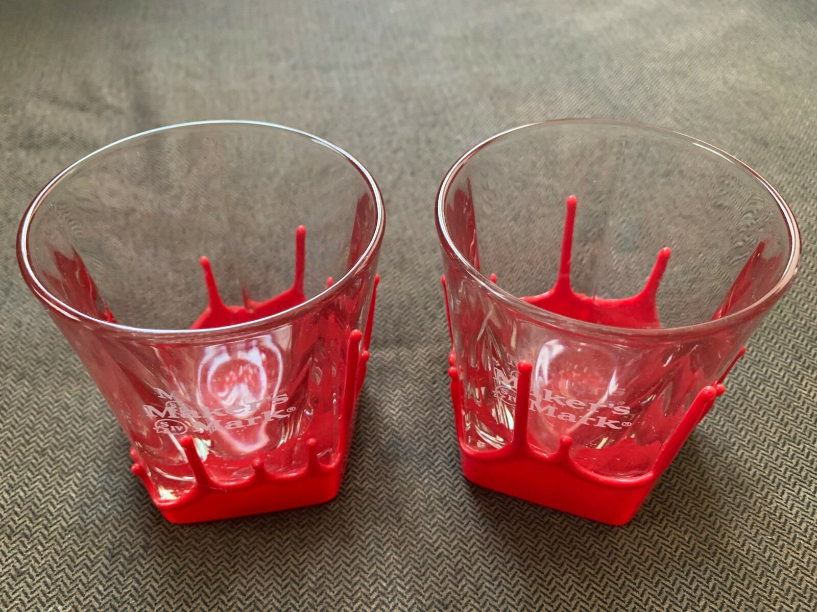 MAKERS MARK RED WAX DIPPED DRIP WHISKEY TUMBLER COCKTAIL GLASSES SET OF ...