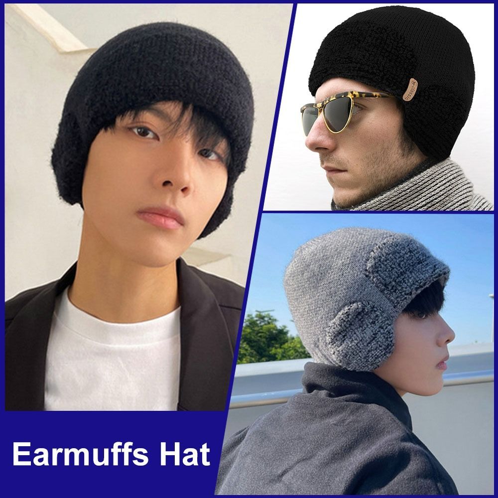 With Earmuff Windproof Knitted Cap Ear Cover Cap Earmuffs Hat Ear ...