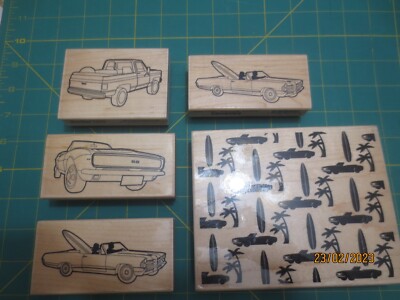 5 GM Chevy Car Series Rubber Stamps - Background-Convertible Camaro ...