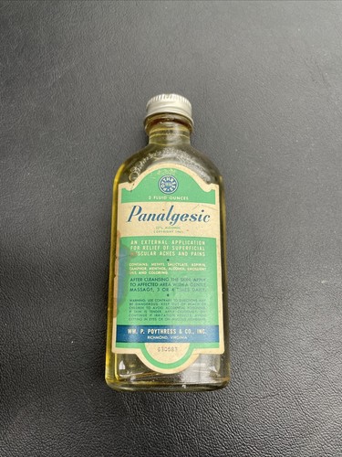 Antique Panalgesic Glass Medicine Bottle, Pain Reliever, 2 Floz ...