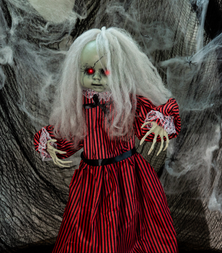 Roaming Animatronic Doll Halloween Decoration Touch Activated Prop ...