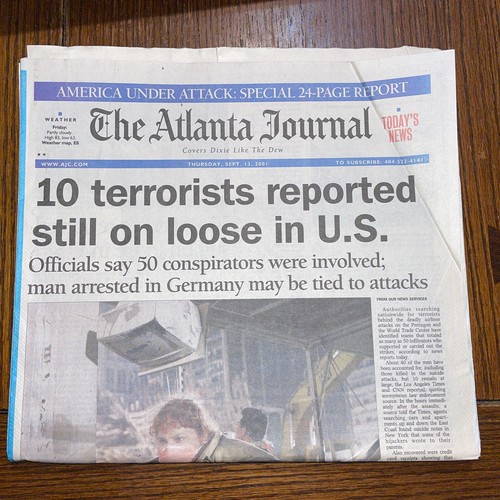 The Atlanta Journal - Constitution ~ OUTRAGE ~ September 12th, 2001 ...