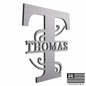 Personalized 12" Brushed Aluminum Thomas Monogrammed Sign Door Wall ...