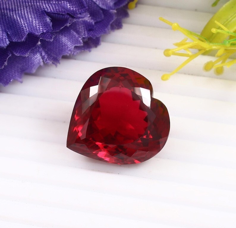 AAA 19 MM Flawless Blood Red Ruby Heart Cut Loose Gemstone Mozambique ...