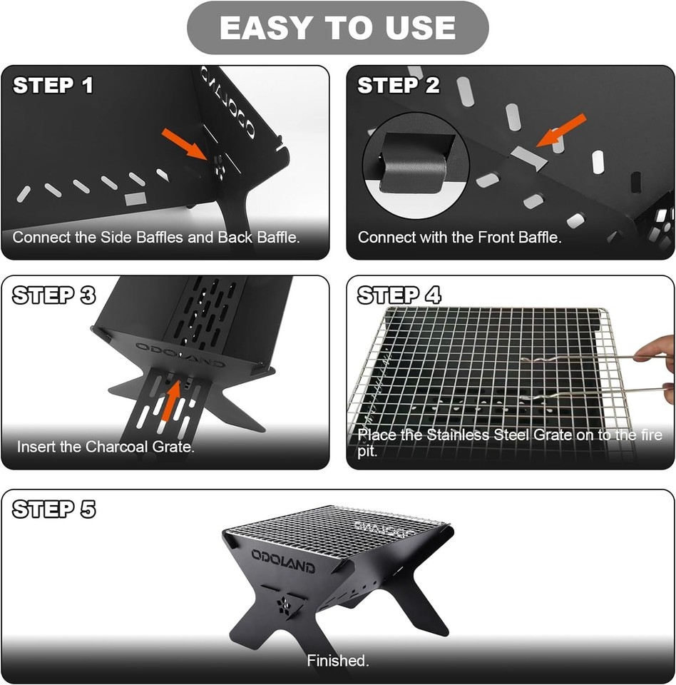 Camping Campfire Grill, Portable Folding Charcoal Grills, Backpacking ...