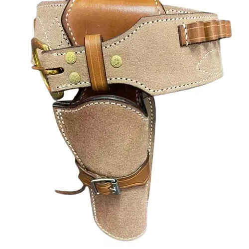 LEATHER GUN HOLSTER BELT 44/45 RUGER COLT UBERTI WESTERN FAST DRAW ...