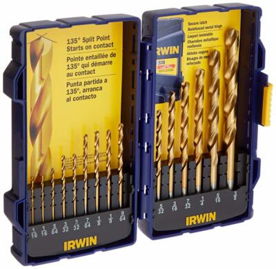 Irwin 4935607 Titanium Coated High-Speed Steel Drill Bit Set, Pro Case ...