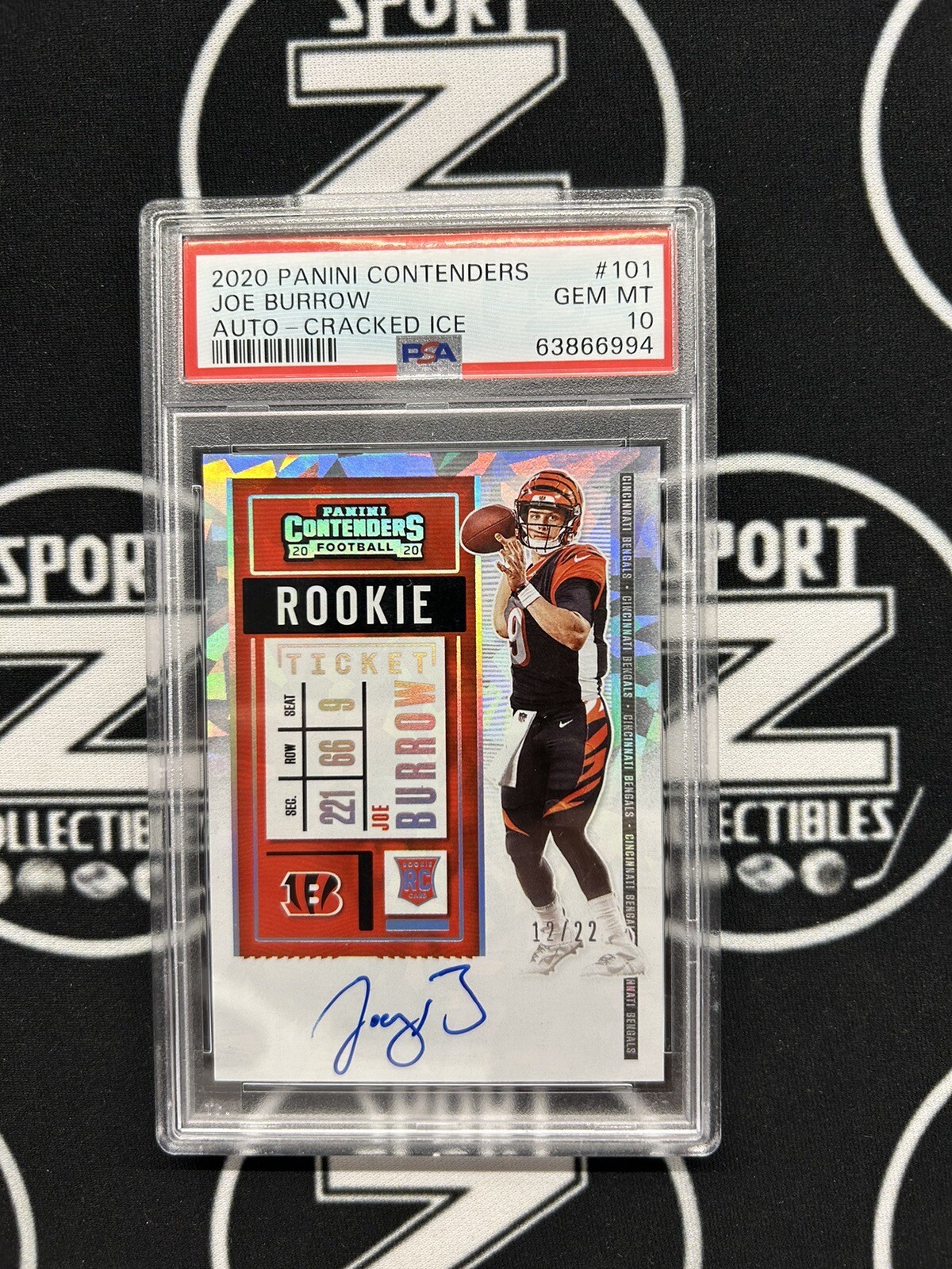2020 Panini Contenders Joe Burrow True Cracked Ice Auto 101 /22 PSA 10 ...