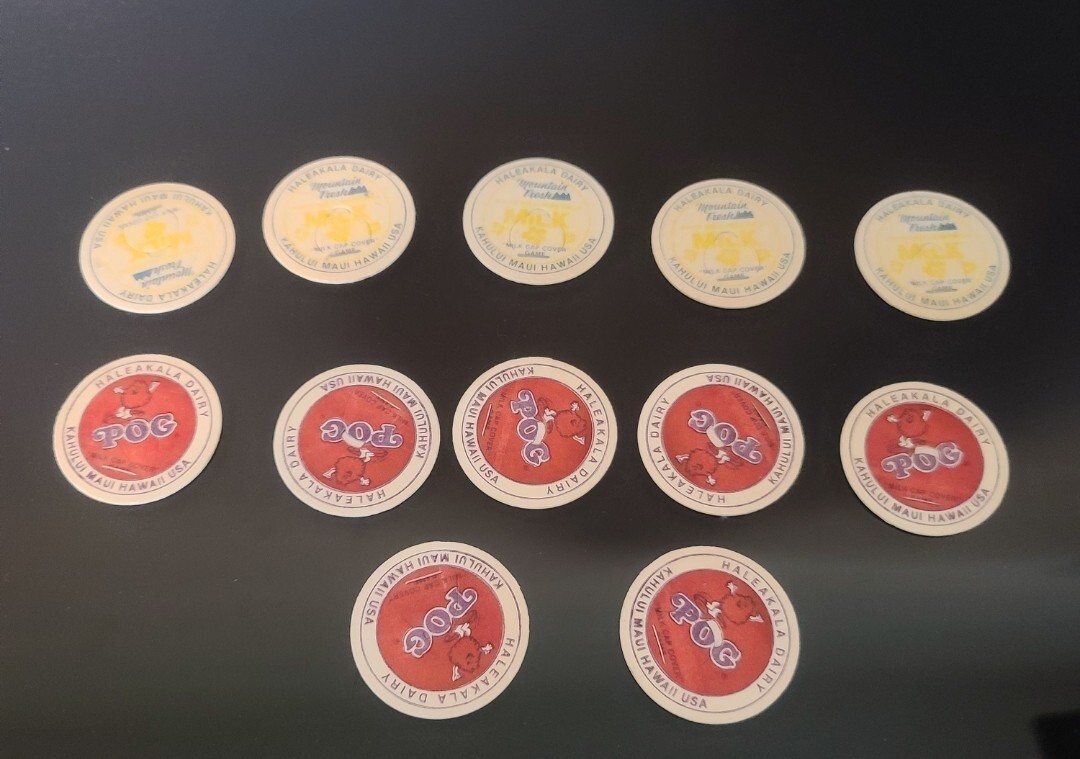 Lot of 12 Various POG Milk Cap's Hawaii *SEE PHOTOS* Haleakala Dairy ...