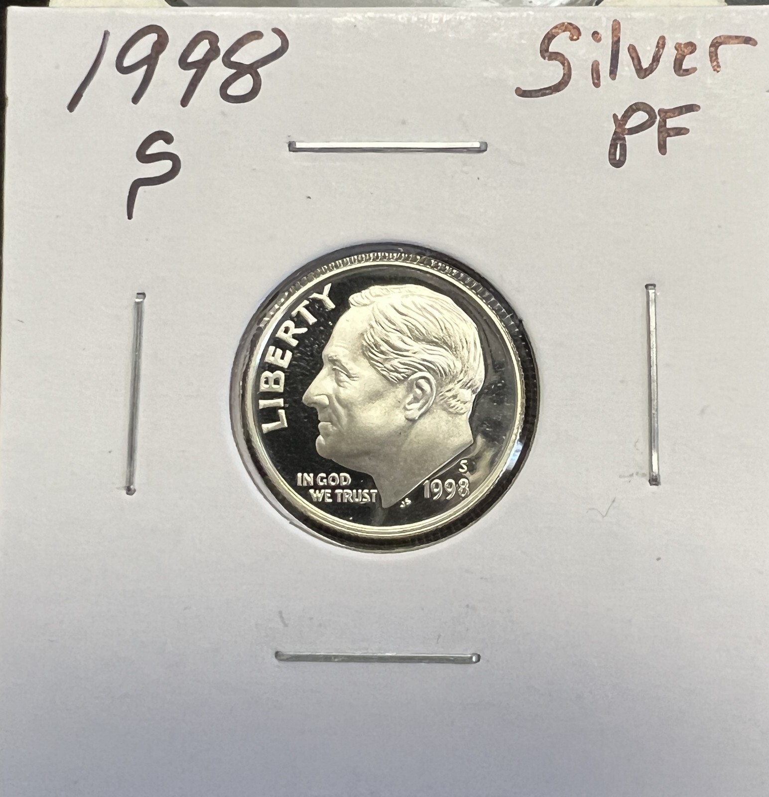 1998-S SILVER ROOSEVELT DIME STRAIGHT FROM SILVER PROOF SET ACTUAL COIN ...