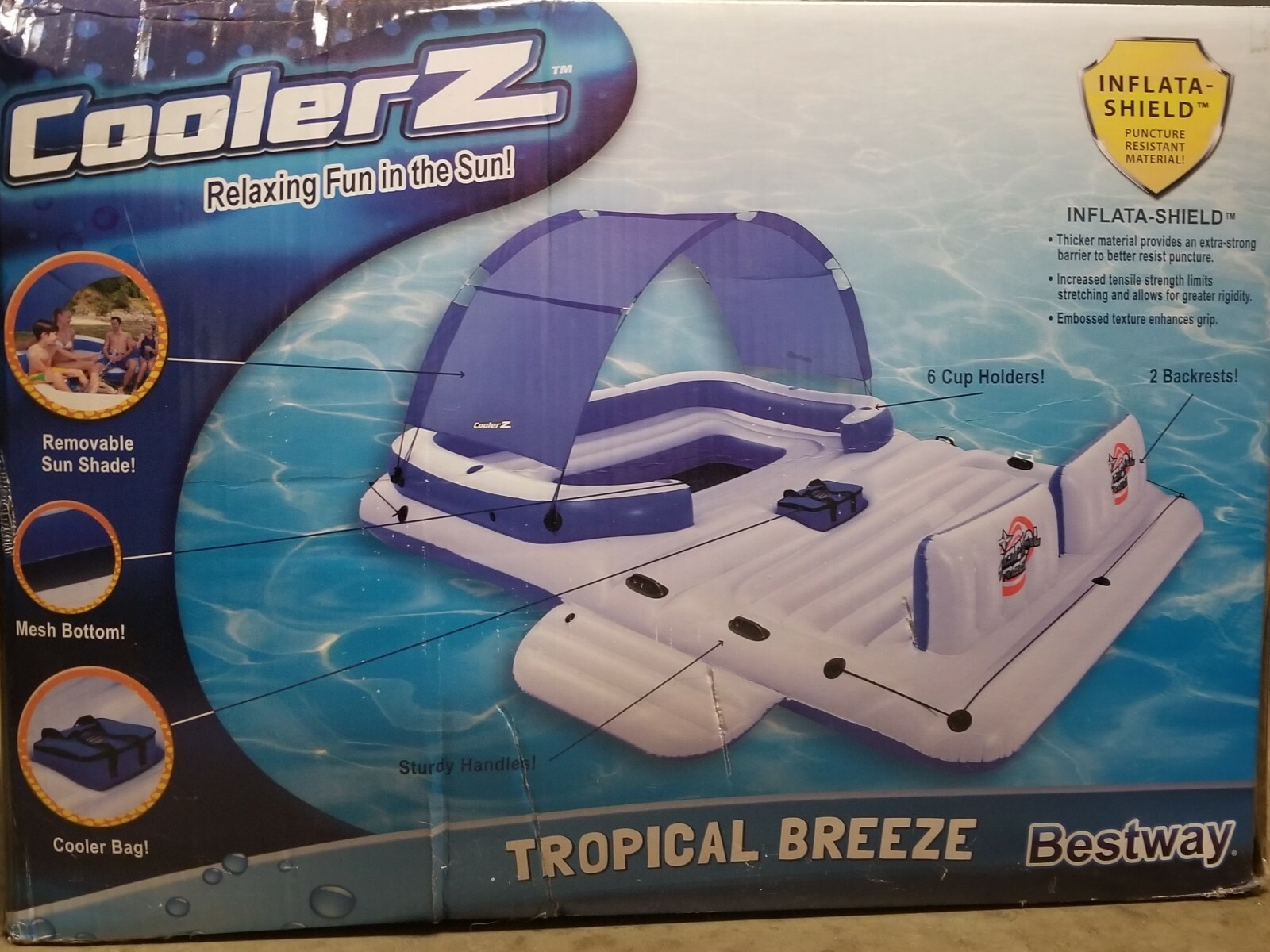 Bestway CoolerZ Tropical Breeze 6 Person Floating Island Raft Lake Pool ...