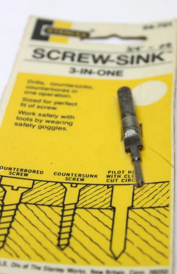 RARE Vintage Stanley 3-In-One Screw-Sink 04-701 3/4" x #6 Made in USA ...