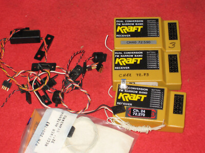 3 VINTAGE KRAFT 7 CH 72Mhz FM DUAL CONVERSION RECEIVERS RADIO R/C ...