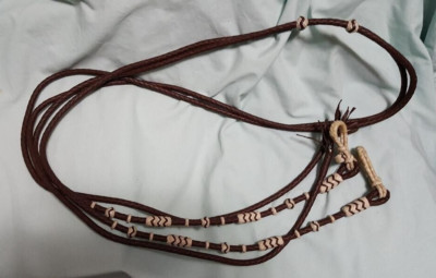Split Reins w/Rawhide Connectors Latigo w/Rawhide Details-8 ft., 6 ...
