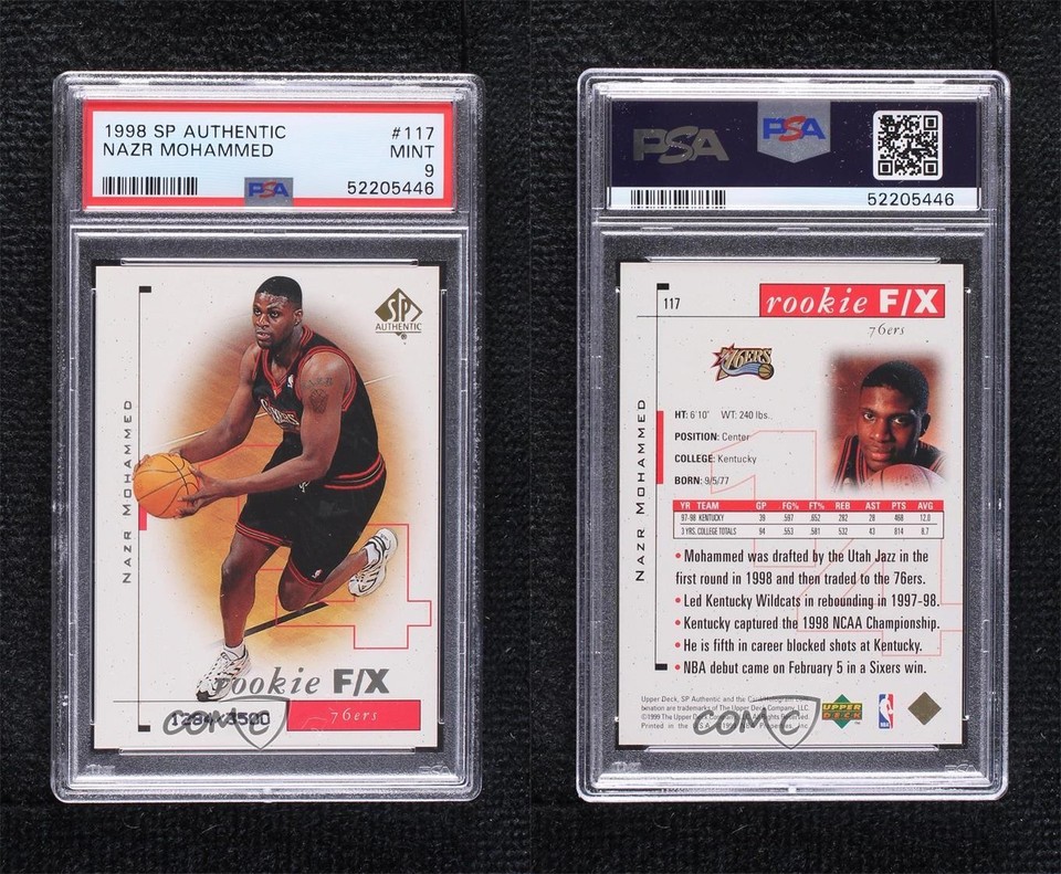 1998-99 SP Authentic Rookie F/X 1284/3500 Nazr Mohammed #117 PSA 9 MINT ...