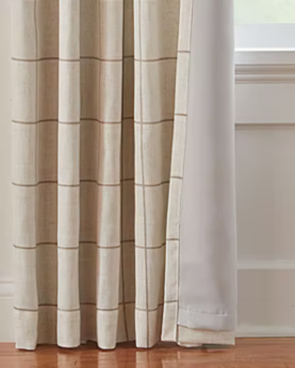 JCP BRIGHTON ROD POCKET BACK TAB LINED CURTAIN PANEL 52"X 84" IVORY NEW ...
