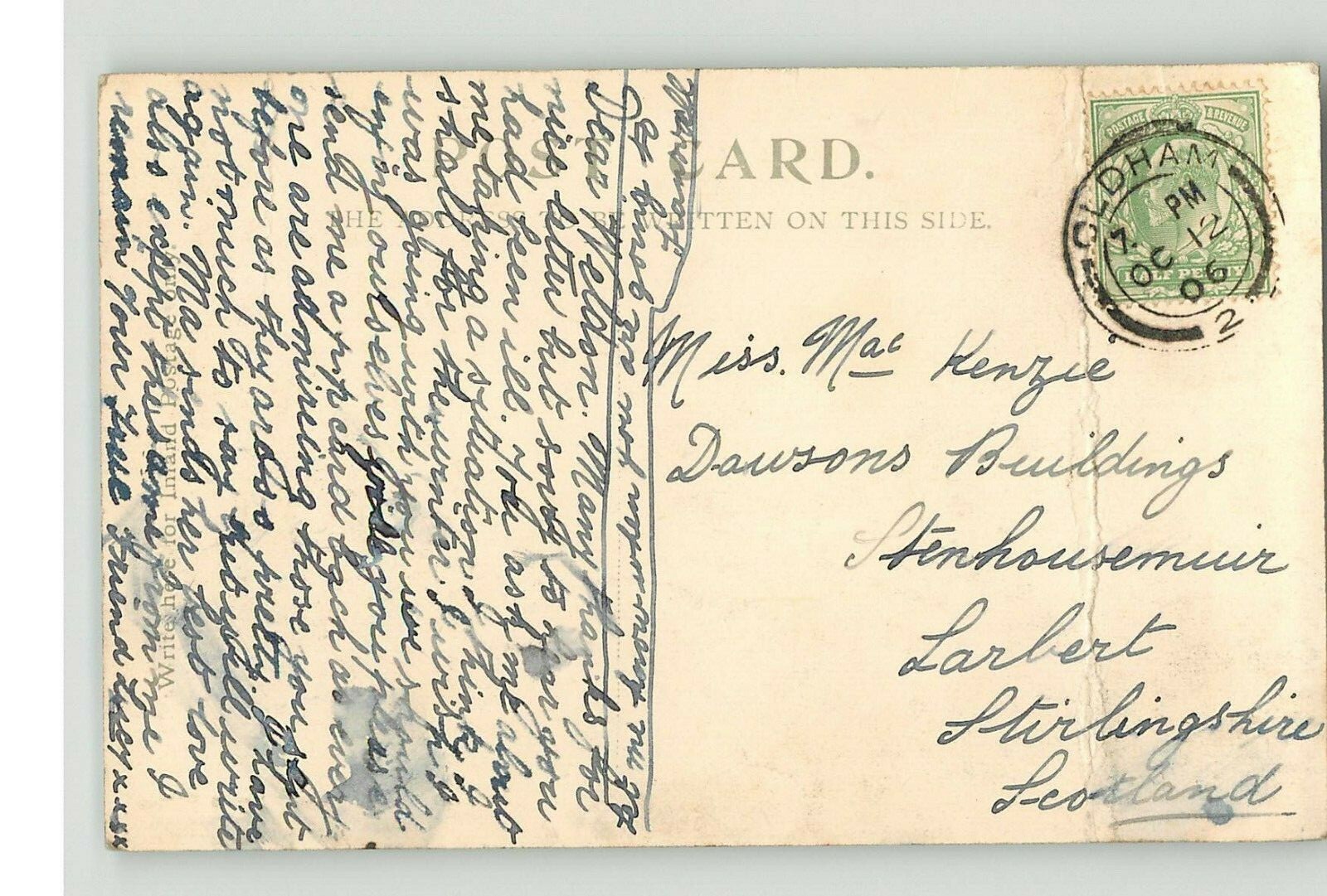 VALENTINES POSTCARD - OLDHAM -- MARKET PLACE - TRAMS NO 37 - POSTED ...