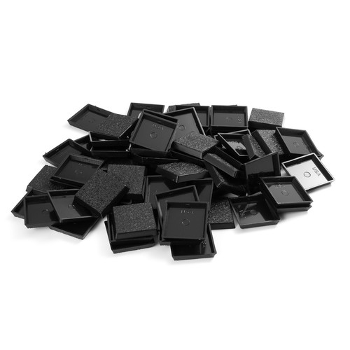 Pack of 100, 25 mm Plastic Square Bases Miniature Wargames Table gaming ...