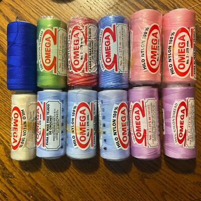 Hilo Omega #2 100% Nylon Thread 275 Meters 300 Yards LOT of 10 Crochet ...