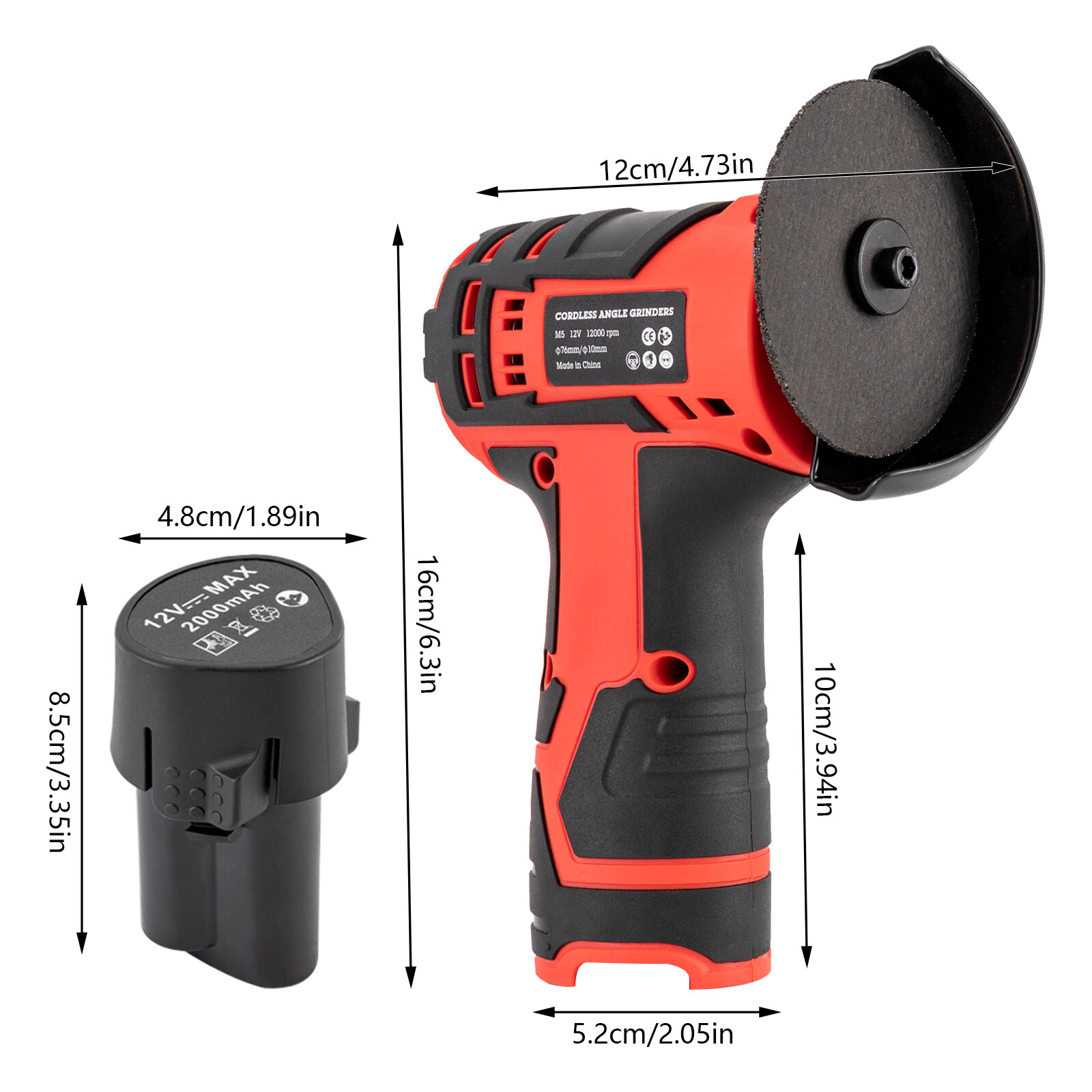 Portable Brush Angle Grinder Cordless Polishing Machine Cutting Grinder ...