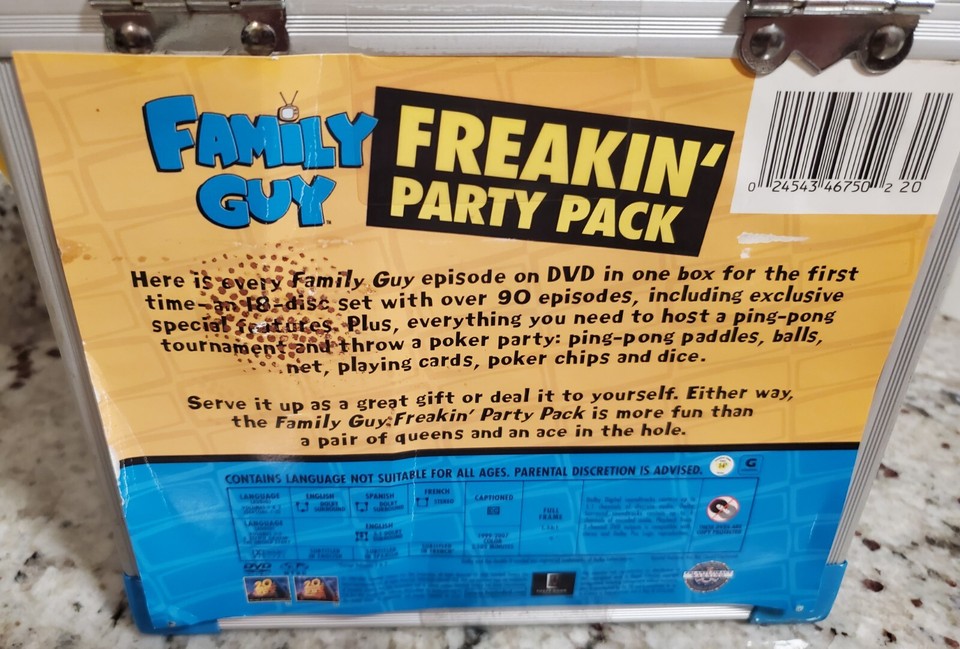 Family Guy Freakin' Party Pack 2007 DVD 2 Box Sets Paddles Net Chips ...