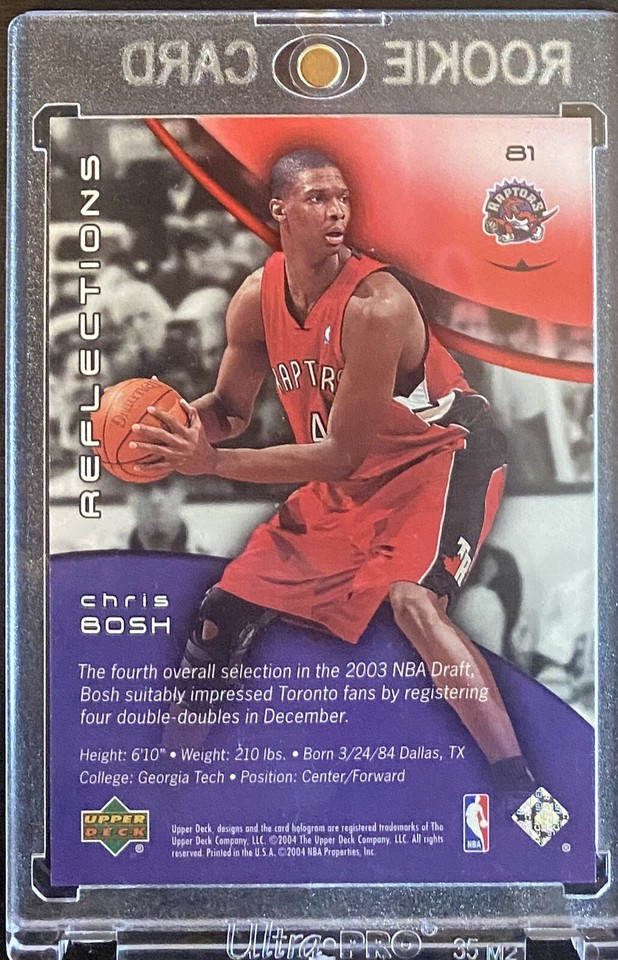 2003 Chris Bosh Upper Deck Reflections /500 Red Parallel RC Rookie Card ...