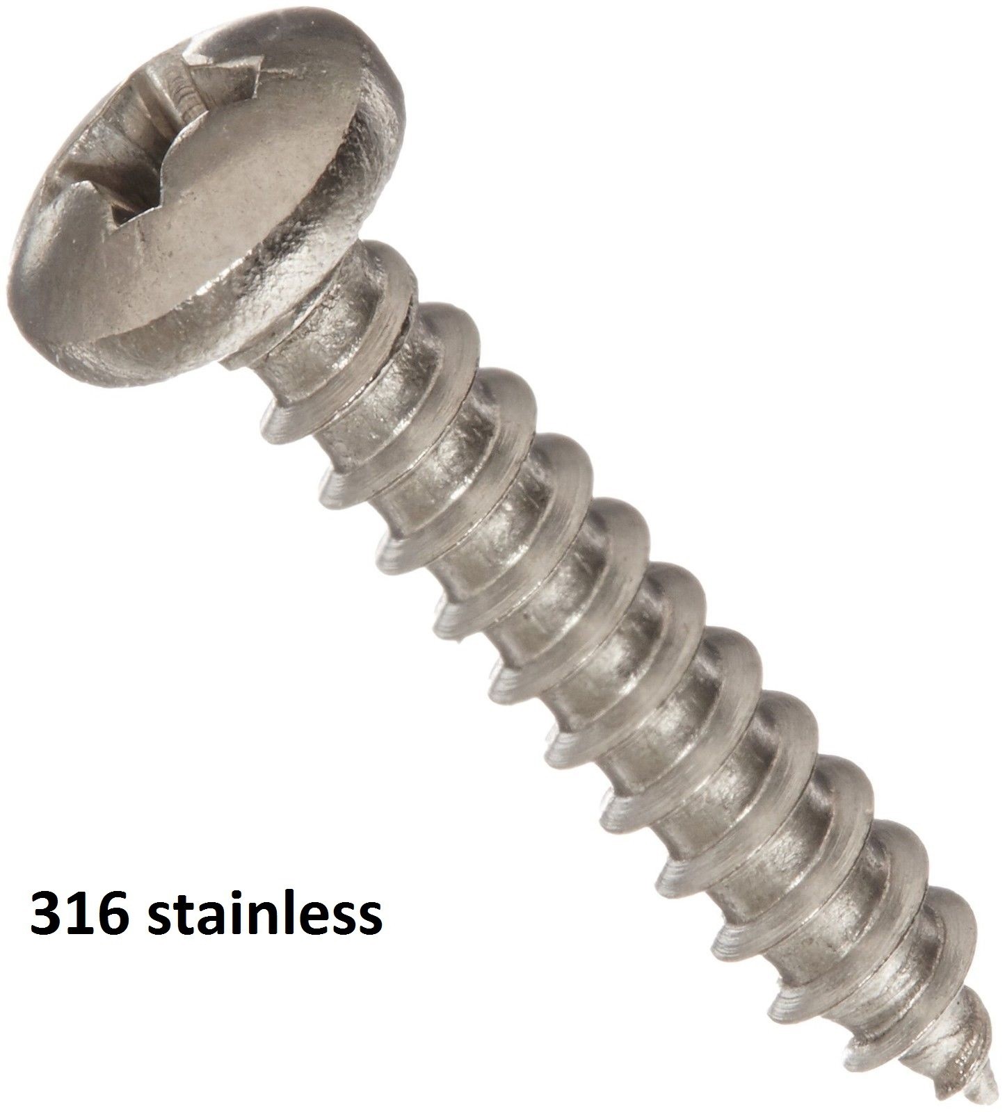 Qty 500 Pan Self Tapping 14g (6.1mm) x 3/4" 19mm Marine Stainless Screw ...