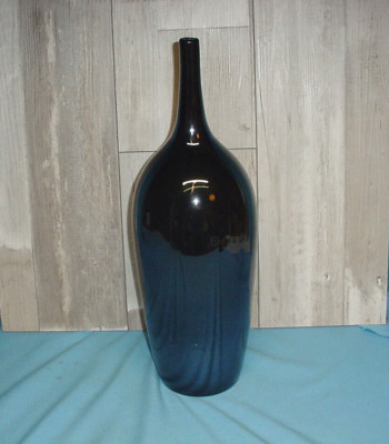 VINTAGE ZELLER Style HAND BLOWN GLASS FLOOR BOTTLE VASE ~ 21" Thick ...