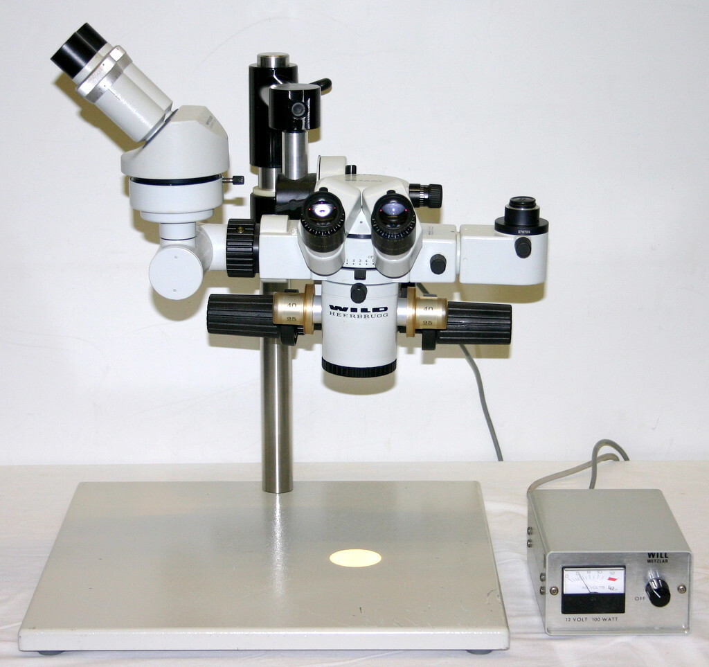 WILD HEERBRUGG TABLE TOP OPERATING SURGICAL MICROSCOPE, MODEL M650 ...