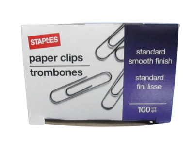 Staples Standard Smooth Finish Trombones Paper Clips 100/Box #1 - 1 1/3 ...
